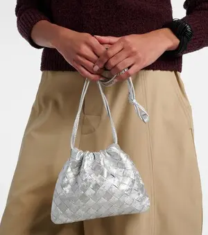 Bottega Veneta Intrecciato Small Metallic Leather Pouch