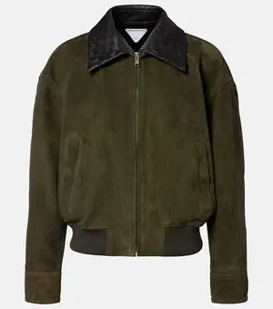 Bottega Veneta Intrecciato Suede Blouson Jacket - Green