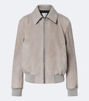 Bottega Veneta Intrecciato Suede Blouson Jacket - Grey