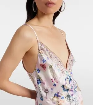 Camilla Embellished Floral Silk Satin Maxi Dress