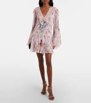 Camilla Embellished Floral Silk Chiffon Minidress