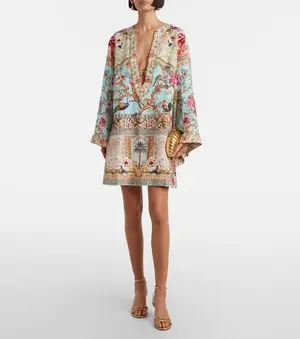 Camilla Embellished Printed Linen Kaftan