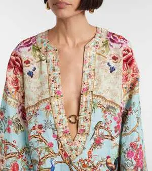 Camilla Embellished Printed Linen Kaftan