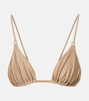 Jade Swim Lido Triangle Bikini Top - Beige