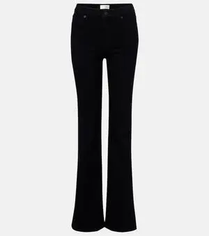 FRAME Icon Mid-rise Flared Jeans - Black
