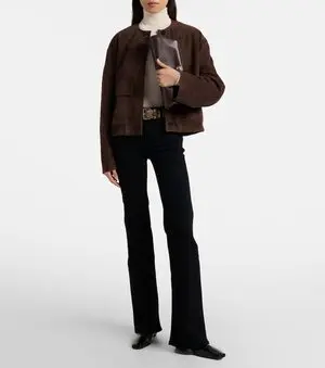 FRAME Icon Mid-rise Flared Jeans - Black