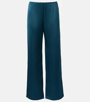 LESET Satin Wide-leg Pants - Blue