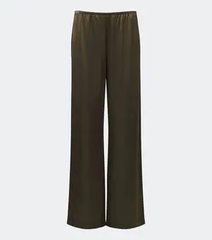 LESET Barb Satin Wide-leg Pants - Green