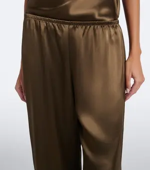 LESET Barb Satin Wide-leg Pants - Green