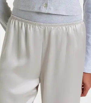 LESET Satin Wide-leg Pants - Grey