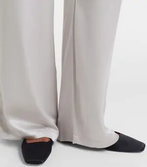LESET Satin Wide-leg Pants - Grey