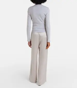LESET Satin Wide-leg Pants - Grey