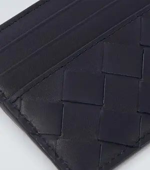 Bottega Veneta Intrecciato Leather Card Holder - Blue