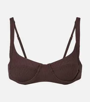 Melissa Odabash Noto Ribbed-knit Bikini Top - Brown