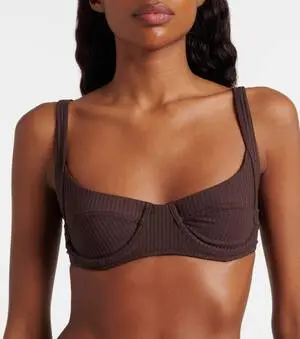 Melissa Odabash Noto Ribbed-knit Bikini Top - Brown