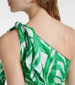 Poupette St Barth Celie Printed One-shoulder Minidress - Green