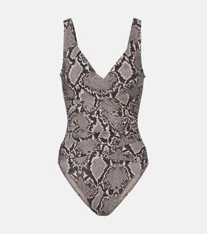 KARLA COLLETTO Lilith Snake-effect Swimsuit - Brown