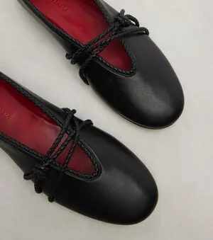 Bottega Veneta Rosa Knot Leather Ballet Flats - Black