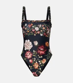 Agua Bendita Floral One-piece Swimsuit - Black