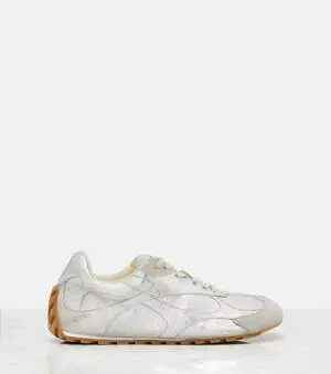 Bottega Veneta Orbit Flash Metallic Leather Sneakers - Silver