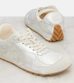 Bottega Veneta Orbit Flash Metallic Leather Sneakers - Silver