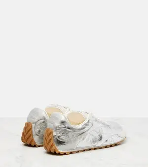 Bottega Veneta Orbit Flash Metallic Leather Sneakers - Silver