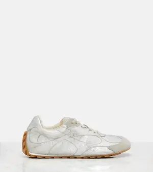 Bottega Veneta Orbit Flash Metallic Leather Sneakers - Silver