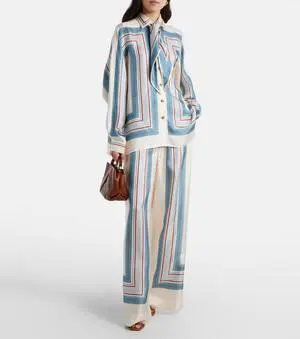 Zimmermann Striped Silk Shirt With Scarf Detail