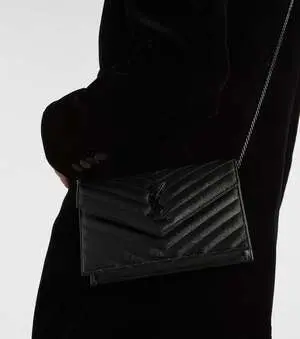 Saint Laurent Cassandre Envelope Small Leather Wallet On Chain