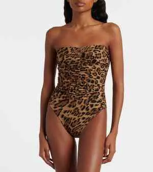 KARLA COLLETTO Leopard-print Strapless One-piece Swimsuit