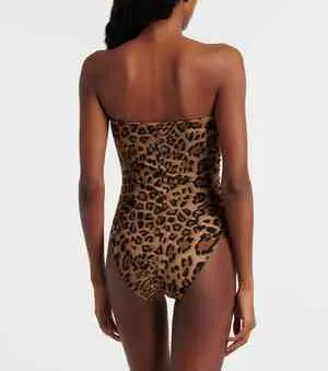 KARLA COLLETTO Leopard-print Strapless One-piece Swimsuit