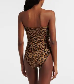 KARLA COLLETTO Leopard-print Strapless One-piece Swimsuit - Multicoloured