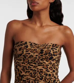 KARLA COLLETTO Leopard-print Strapless One-piece Swimsuit - Multicoloured