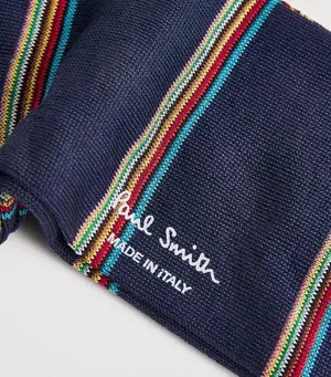 Paul Smith Cotton-blend Signature Stripe Block Crew Socks - Blue
