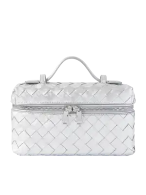 Bottega Veneta Vanity Intrecciato Shoulder Bag Silver