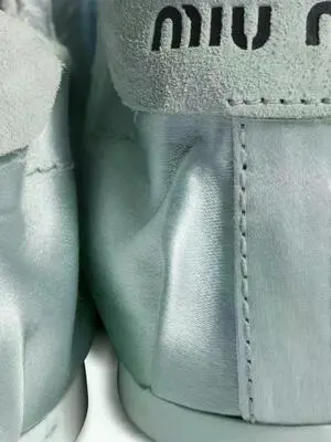 Miu Miu Plume Satin Sneakers - Blue