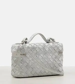 Bottega Veneta Metallic Leather Vanity Bag - Silver