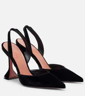 Amina Muaddi Holli 95 Velvet Slingback Pumps