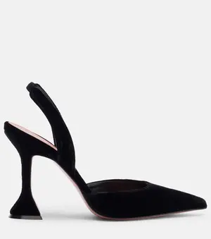 Amina Muaddi Holli 95 Velvet Slingback Pumps