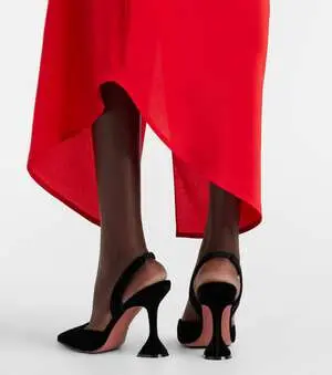 Amina Muaddi Holli 95 Velvet Slingback Pumps