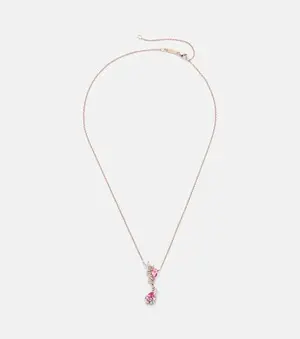 SUZANNE KALAN 18kt Rose Pendant Necklace With Sapphire And Diamonds - Gold