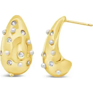 MACRAE & CO. Crystal And Faux Pearl Embellished Teardrop Earrings - Gold