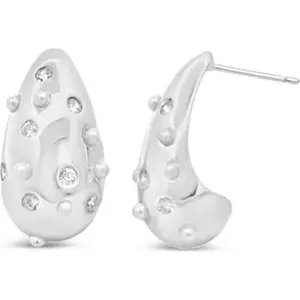 MACRAE & CO. Crystal And Faux Pearl Embellished Teardrop Earrings - Silver