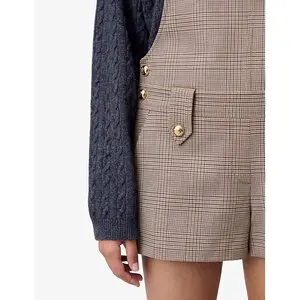 Claudie Pierlot Checked Wool-blend Playsuit