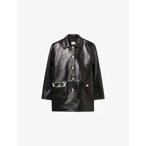 Claudie Pierlot Button-down Relaxed-fit Leather Jacket
