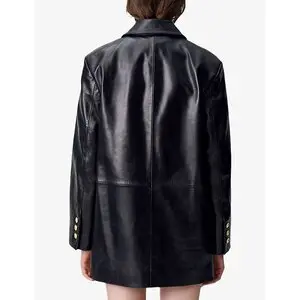 Claudie Pierlot Button-down Relaxed-fit Leather Jacket
