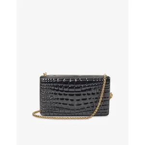 ASPINAL OF LONDON Paloma Crocodile-embossed Resin Clutch - Black