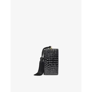 ASPINAL OF LONDON Paloma Crocodile-embossed Resin Clutch - Black