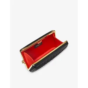 ASPINAL OF LONDON Paloma Crocodile-embossed Resin Clutch - Black