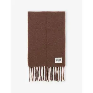 Claudie Pierlot Fringed Logo-tag Wool And Alpaca-blend Scarf - Brown